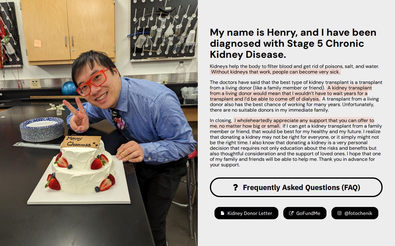 Help Mr. Chen Find a Kidney